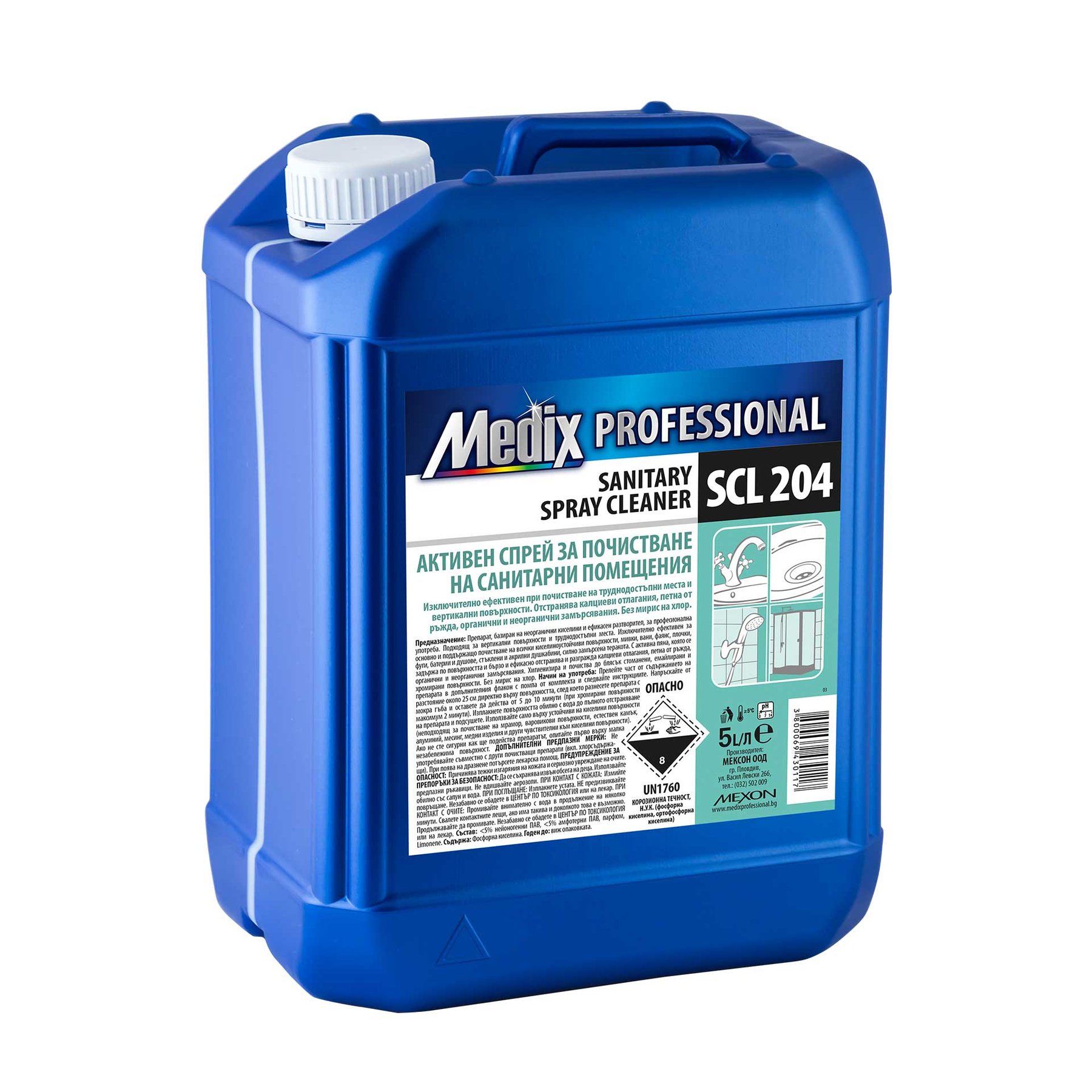 Medix Professional Активен спрей за почистване на санитарни помещения, SCL 204, 5 l | USG