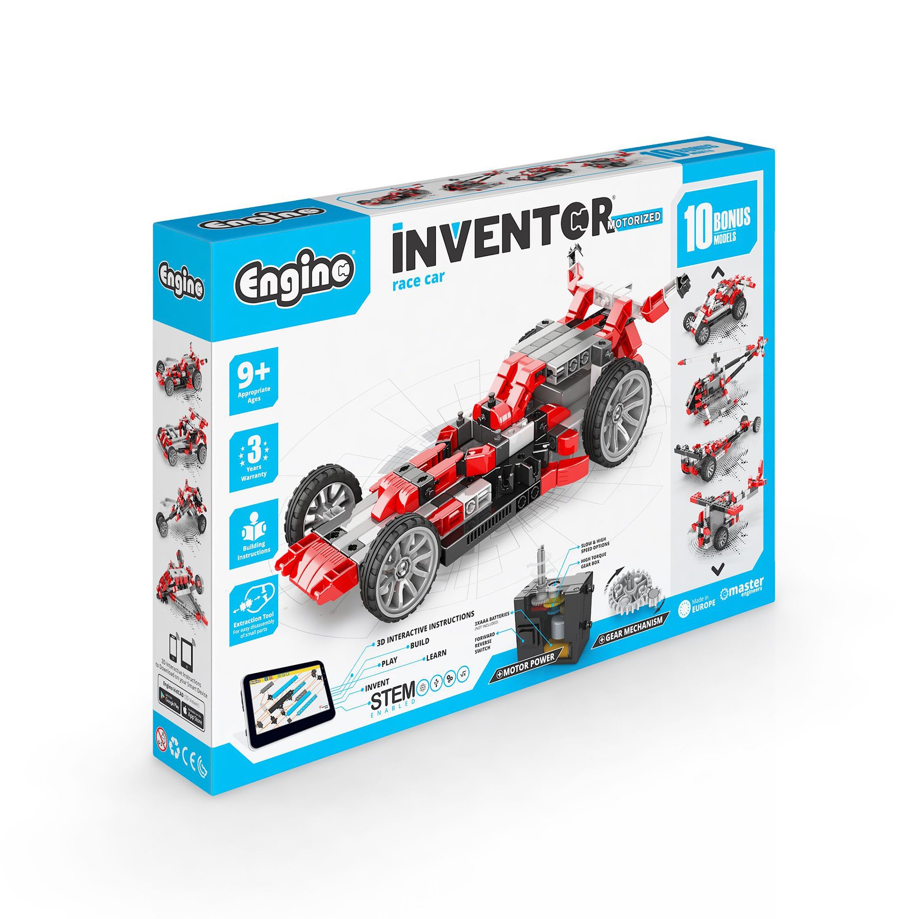Engino Конструктор Inventor Motorized - Състезателна кола, 10 в 1 | USG